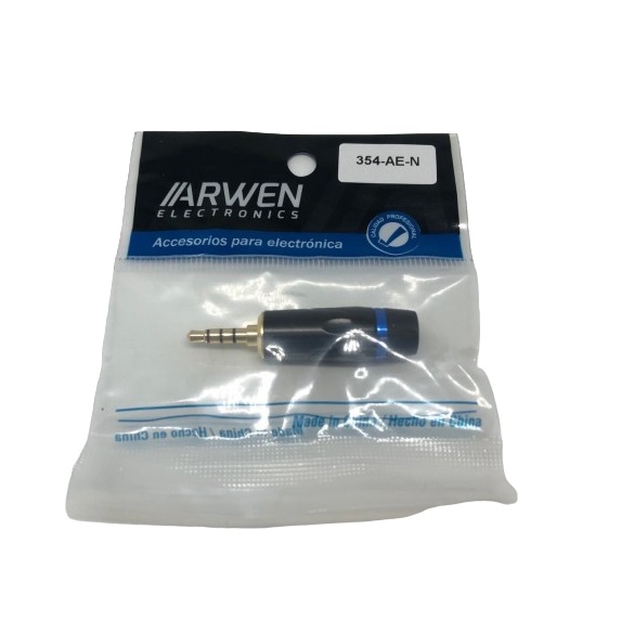 Electrónica Mendoza. PLUG 3.5 4 POLOS METAL NEGRO/METAL