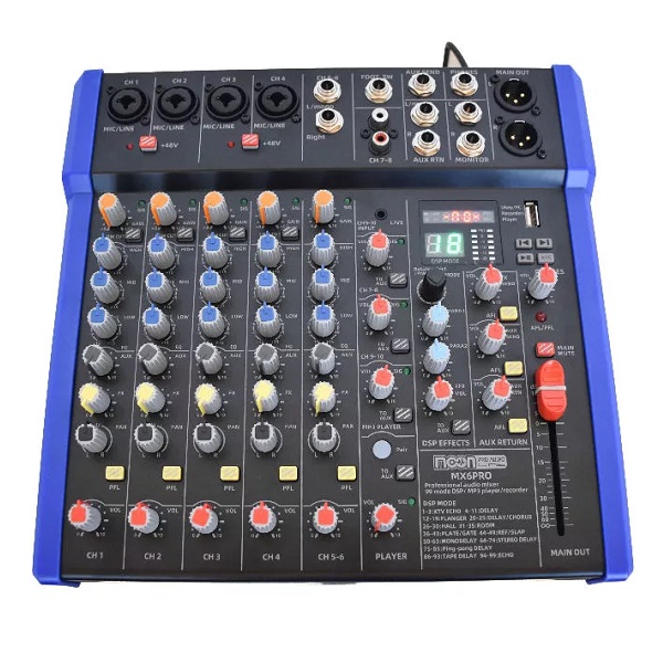 Electrónica Mendoza. CONSOLA MIXER MOON MX6PRO 6 CANALES USB 99 EFECTOS ...