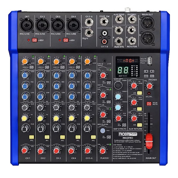 Electrónica Mendoza. CONSOLA MIXER MOON MX6PRO 6 CANALES USB 99 EFECTOS ...